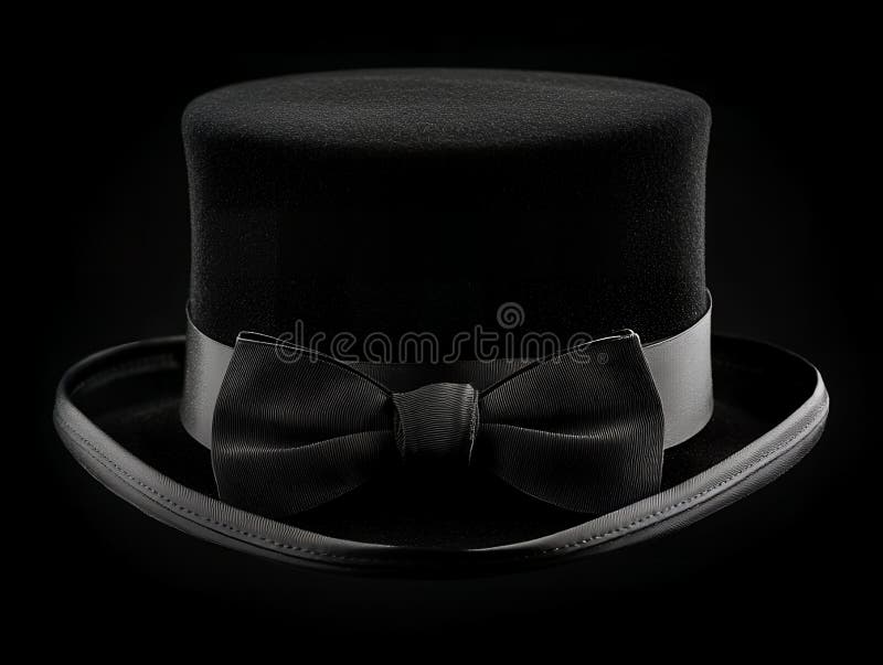 Elegant Black Top Hat with Bowtie Formal Fashion Accessory Stock ...