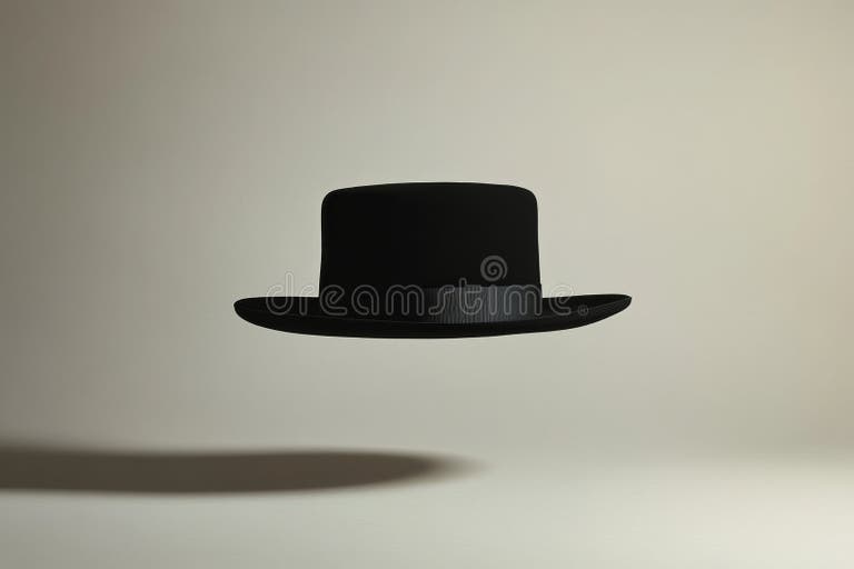Elegant Black Top Hat Floating Against Minimalist Background Stock ...