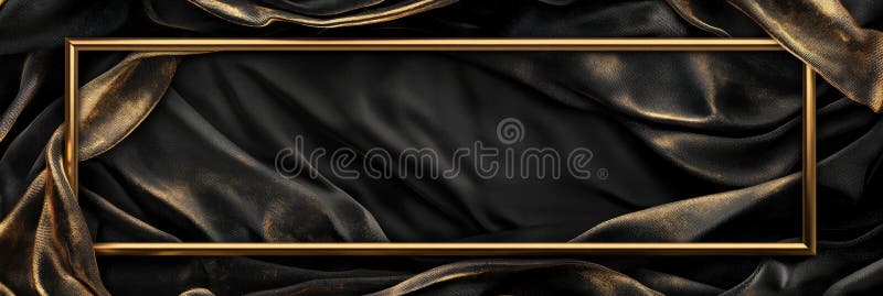 Elegant Black Velvet and Gold Fabric Draped Around Golden Rectangular ...