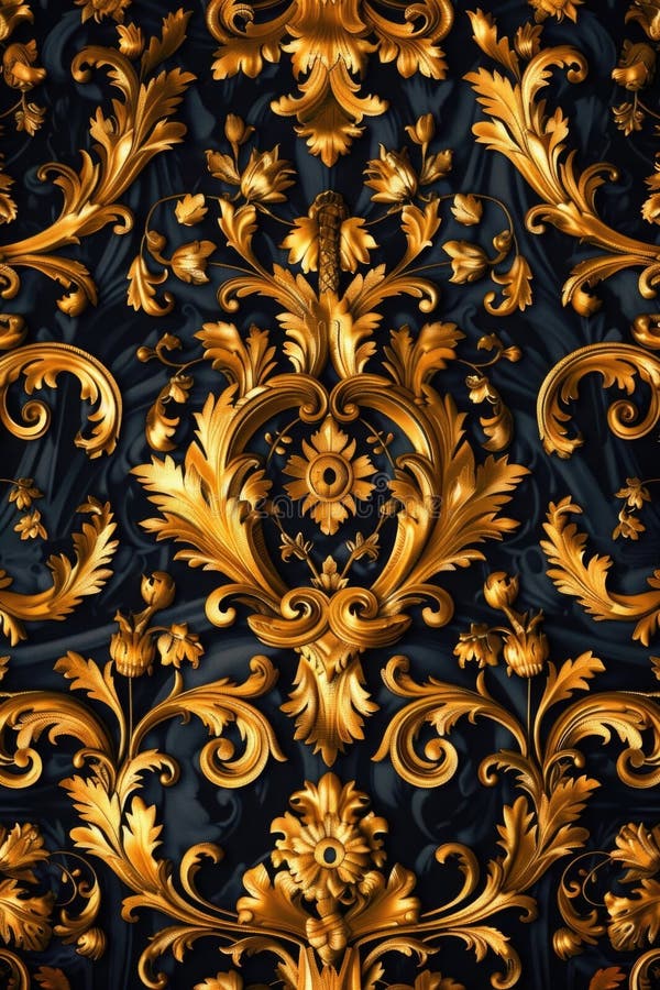 Elegant Black Wallpaper Gold Leaf Design Perfect Luxury Decor Projects Stock Photos - Free ...