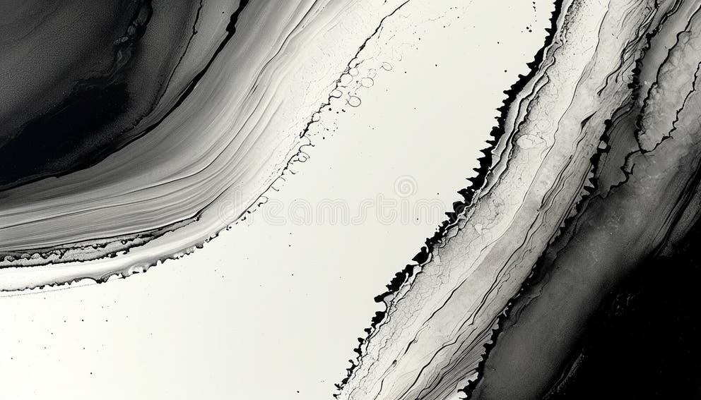 Elegant Black and White Abstract Artwork with Flowing Fluid Patterns ...