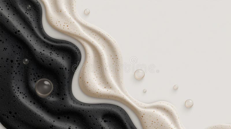 Elegant Black and White Abstract Design with Fluid Curves and Bubbles ...