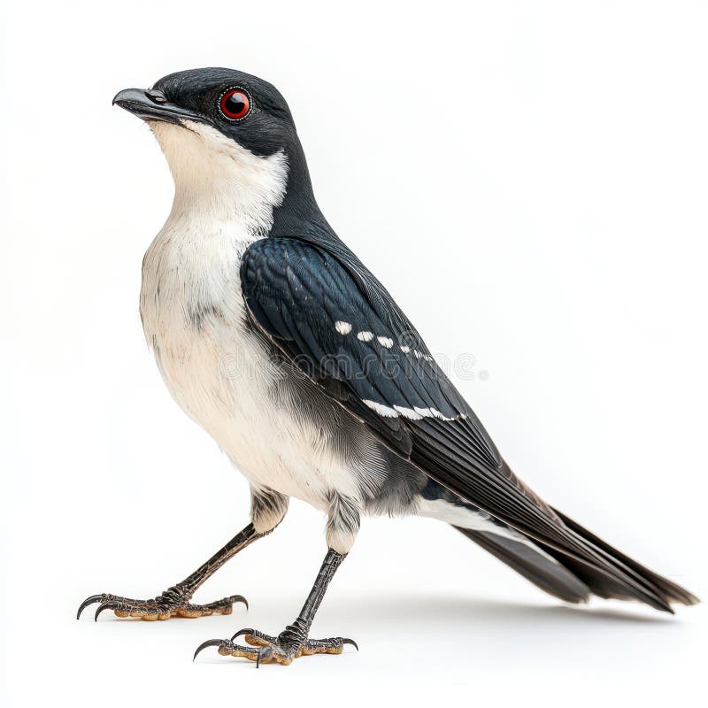 Elegant Black and White Bird with Red Eyes Stock Illustration ...