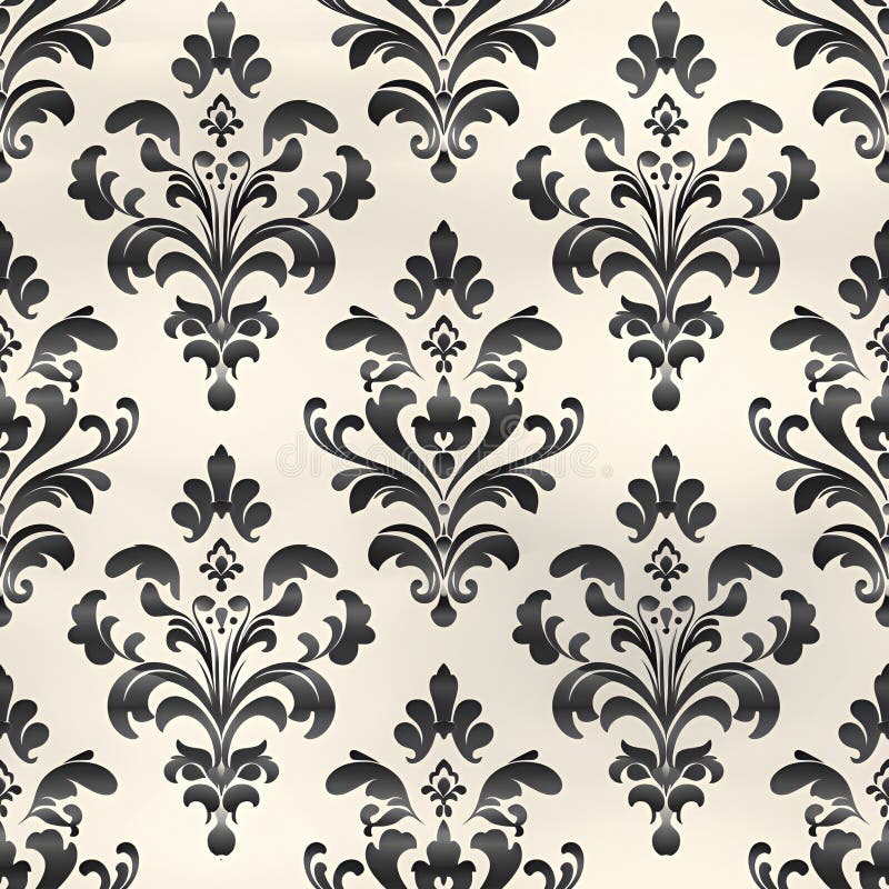 Elegant Black and White Damask Pattern Stock Illustration ...