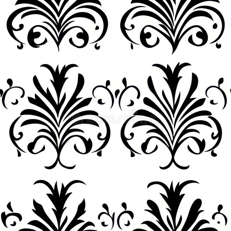 Elegant Black and White Damask Pattern Wallpaper Design Stock Photo ...