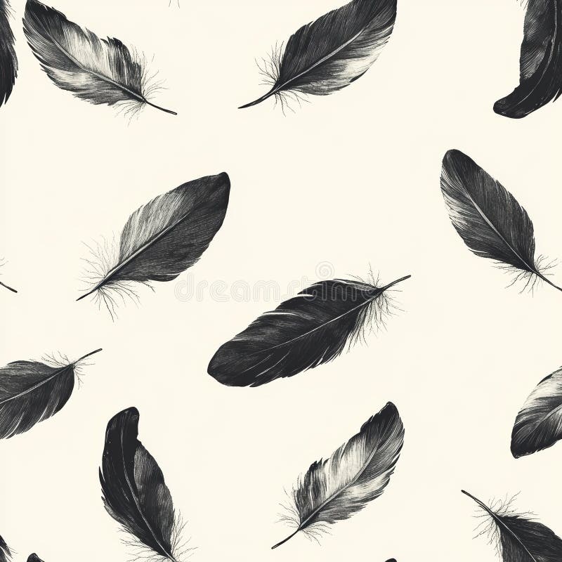 Elegant Black and White Feather Pattern with Soft Textures Stock ...