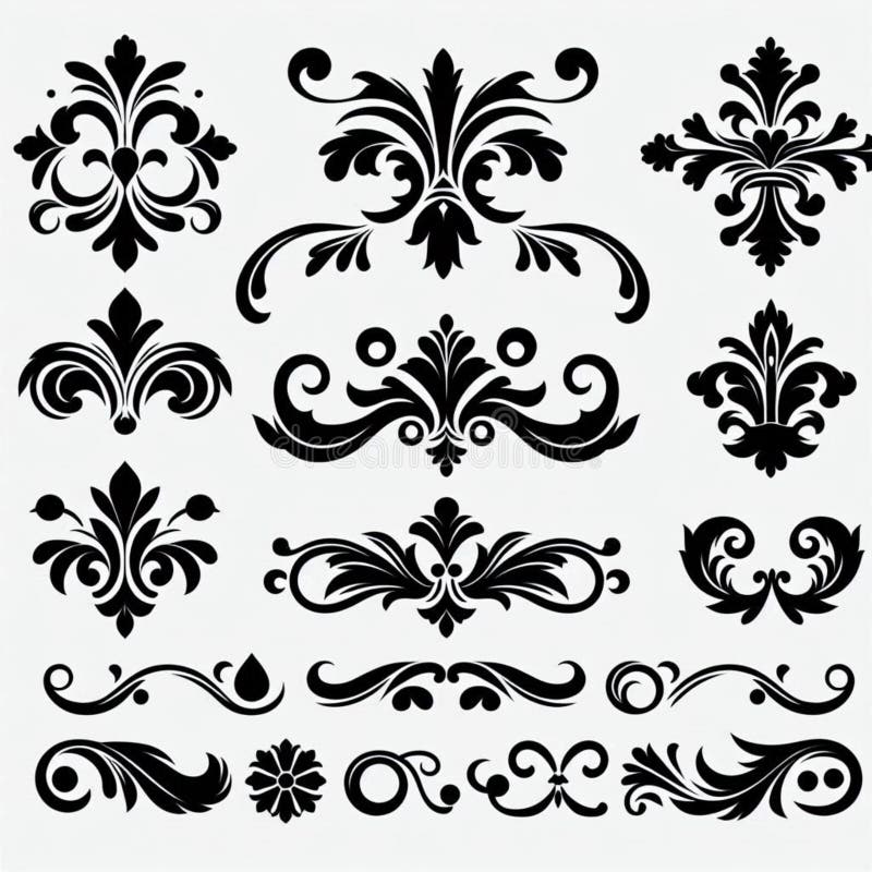 Elegant Black and White Floral Damask Patterns Collection for ...