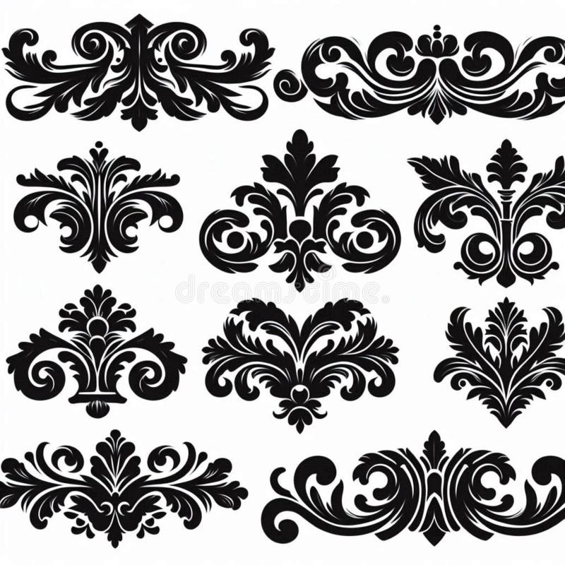 Elegant Black and White Floral Damask Patterns Collection for ...