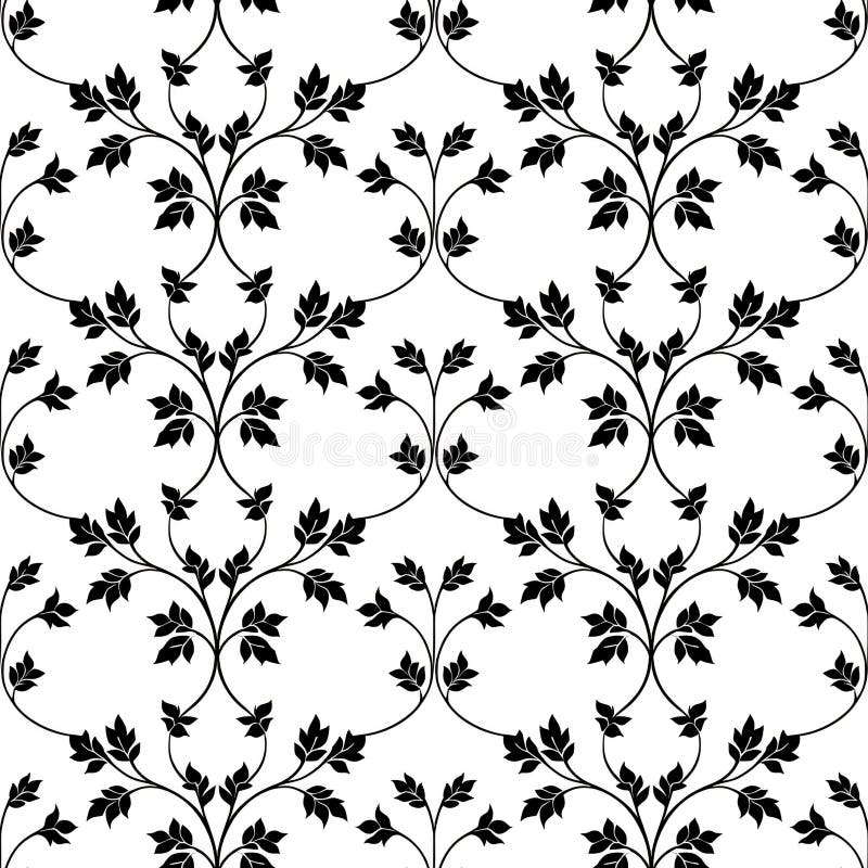 Elegant Black and White Floral Pattern Stock Illustration ...