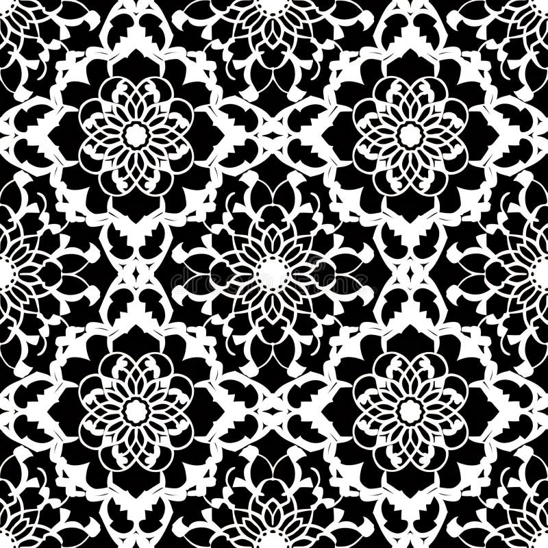 Elegant Black and White Floral Pattern Stock Illustration ...