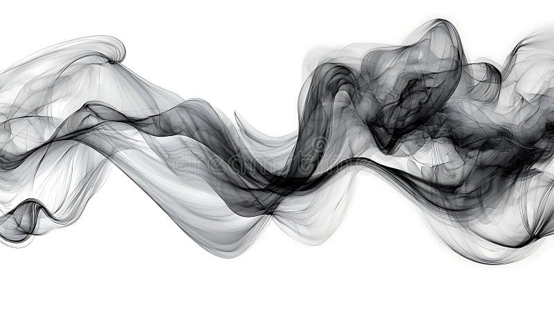 Elegant Black and White Ink Wave Forms Create Flowing Abstract Design ...