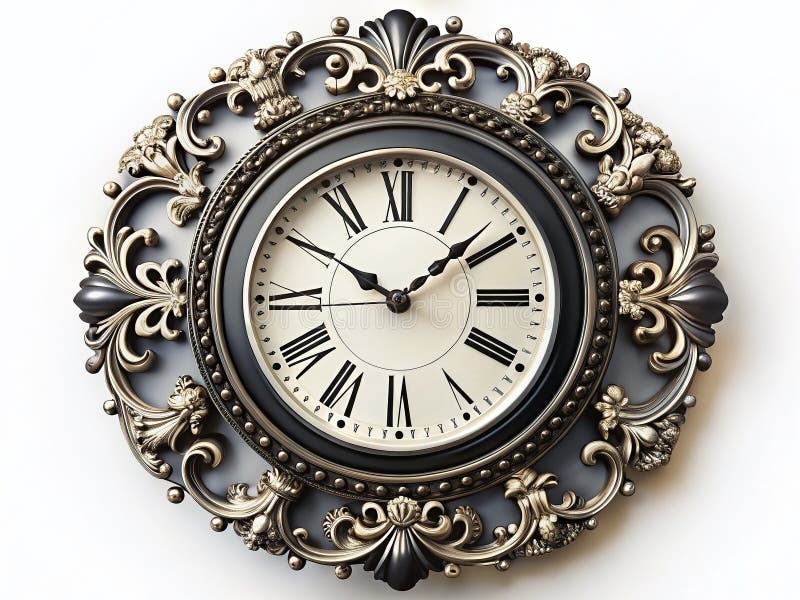 Elegant Black and White Panoramic Clock Clipart HighQuality Timepiece ...