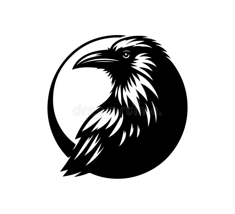 Raven Logo Icon Template Black and White Vector Stock Illustration ...