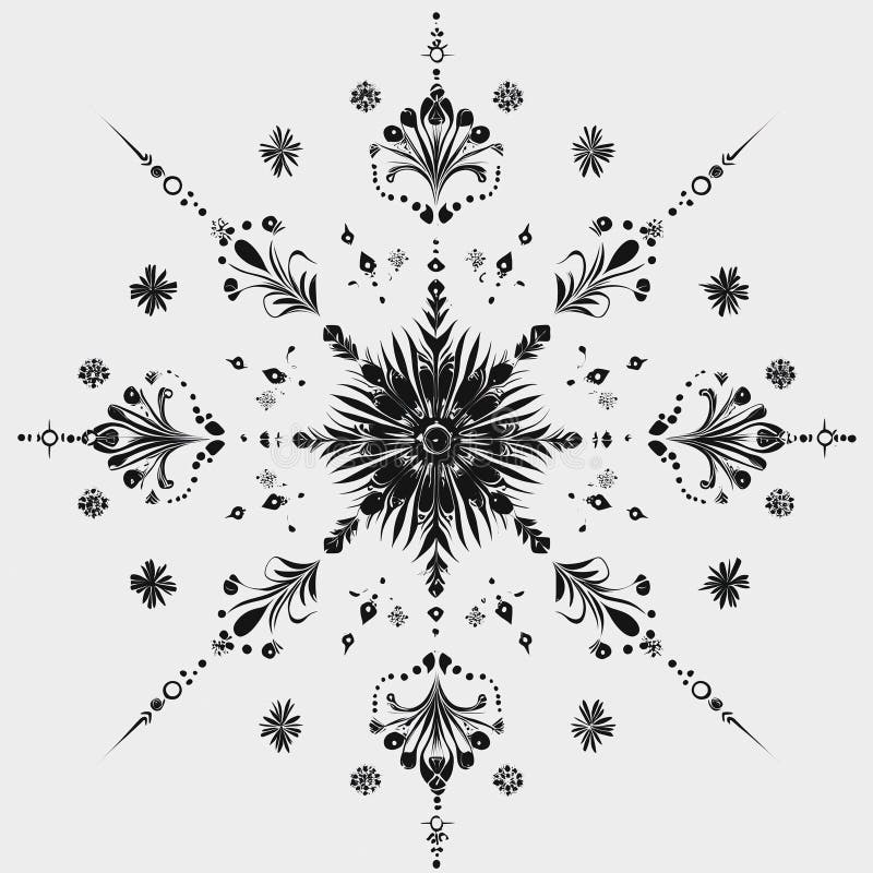 Elegant Black and White Snowflake Pattern Stock Photo - Image of detail ...