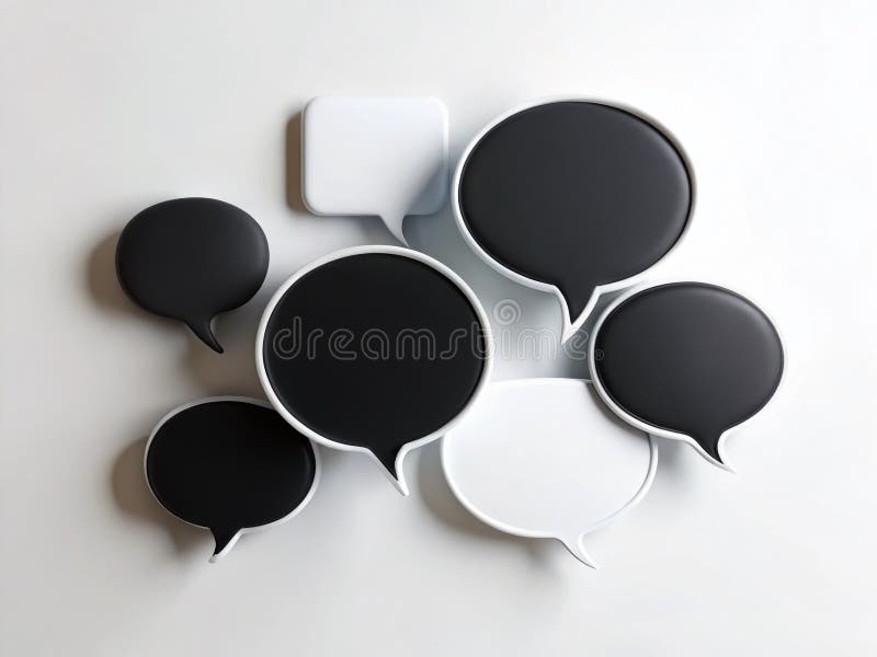 Elegant Black and White Speech Bubbles for Social Media Design ...