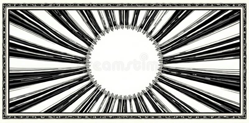 Elegant Black and White Sunburst Border, Perfect for Vintage Designs ...