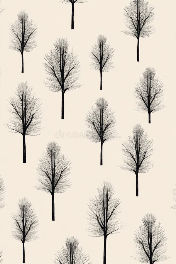 Elegant Black and White Tree Pattern Stock Illustration - Illustration ...
