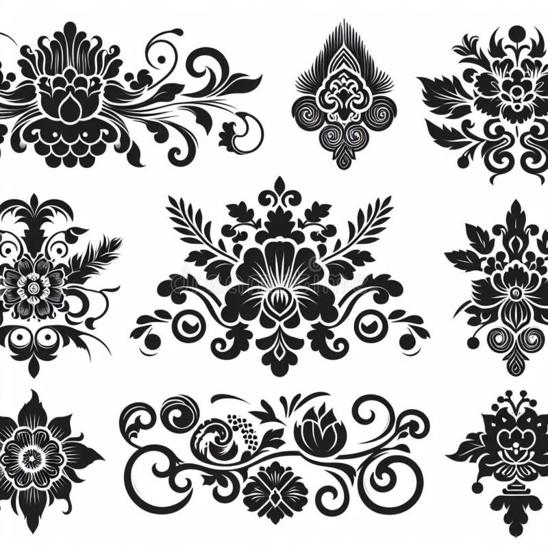 Elegant Black and White Vector Designs for Creative Embellishments ...