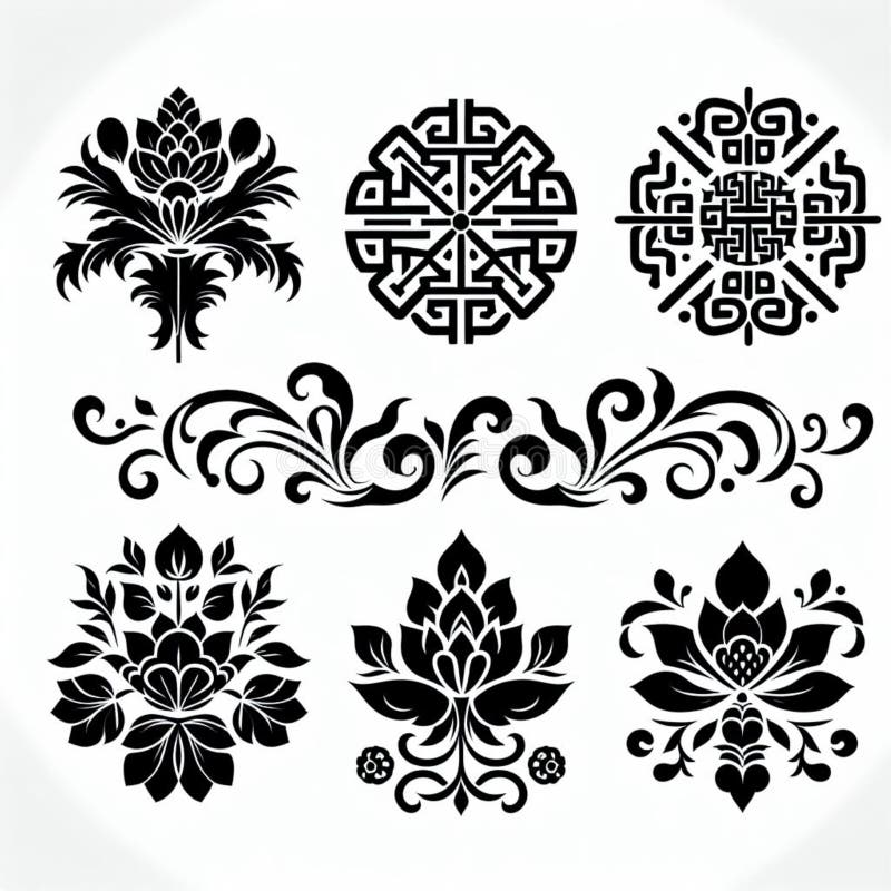 Elegant Black and White Vector Designs for Creative Embellishments ...