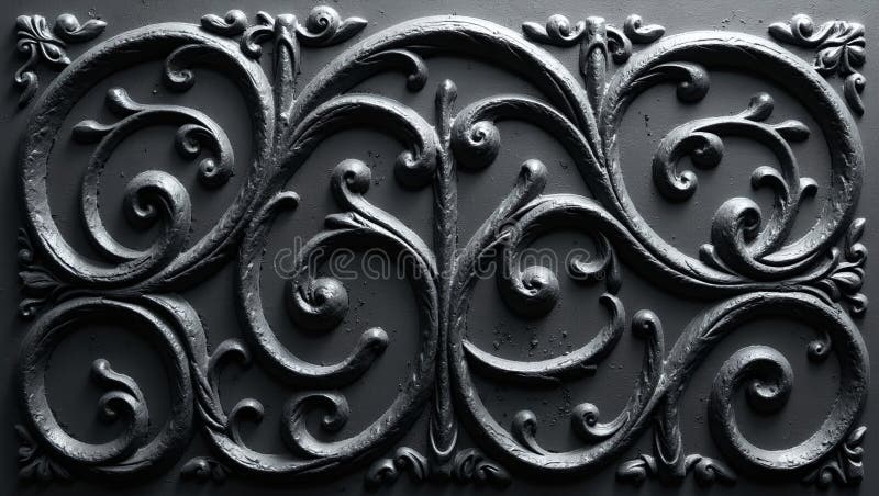 Elegant Black Wrought Iron Texture with Swirling Patterns Stock ...