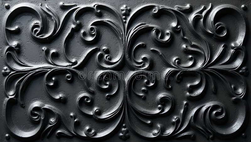 Elegant Black Wrought Iron Texture with Swirling Patterns Stock ...