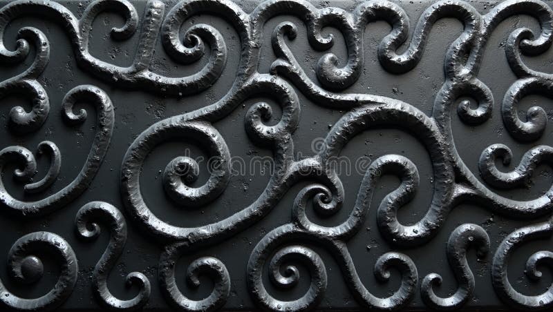 Elegant Black Wrought Iron Texture with Swirling Patterns Stock ...