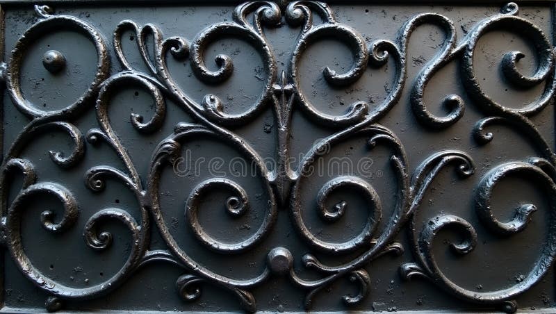 Elegant Black Wrought Iron Texture with Swirling Patterns Stock ...