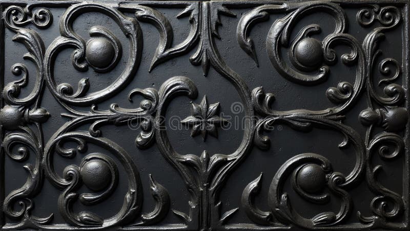 Elegant Black Wrought Iron Texture with Swirling Patterns Stock ...