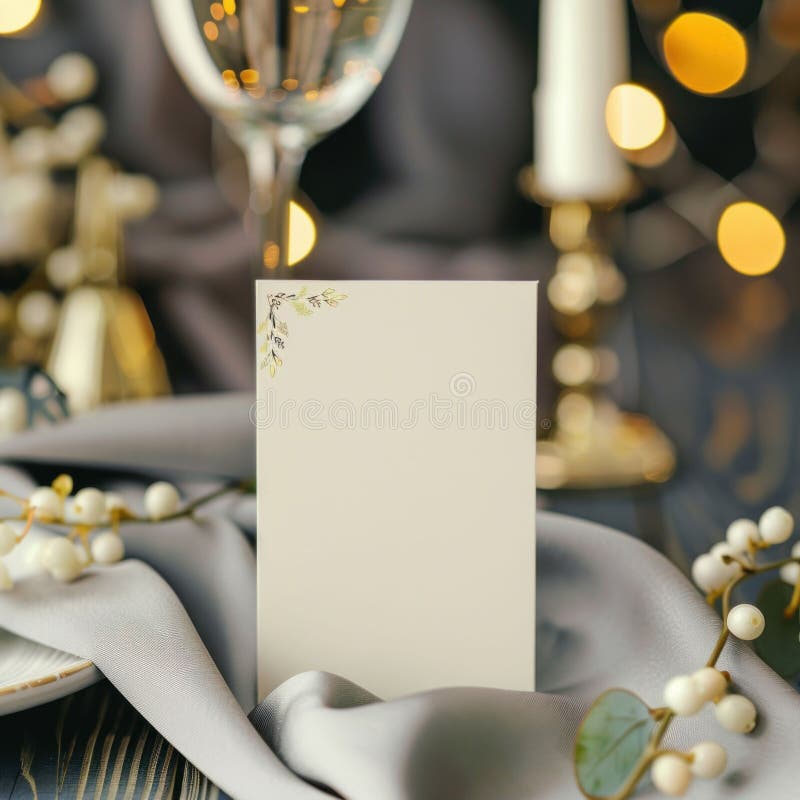 Elegant Blank Card on Decorated Table. Generative Ai Stock Illustration ...