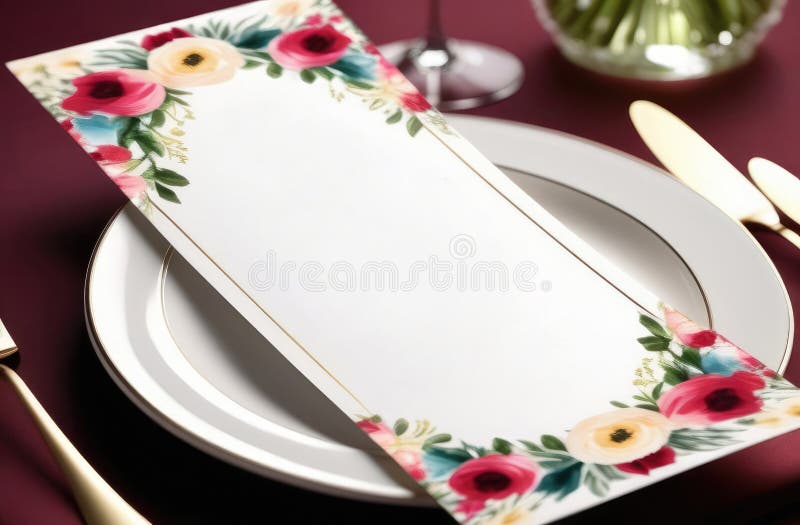 Elegant Blank Floral Menu Mockup for Weddings and Events with Copy ...