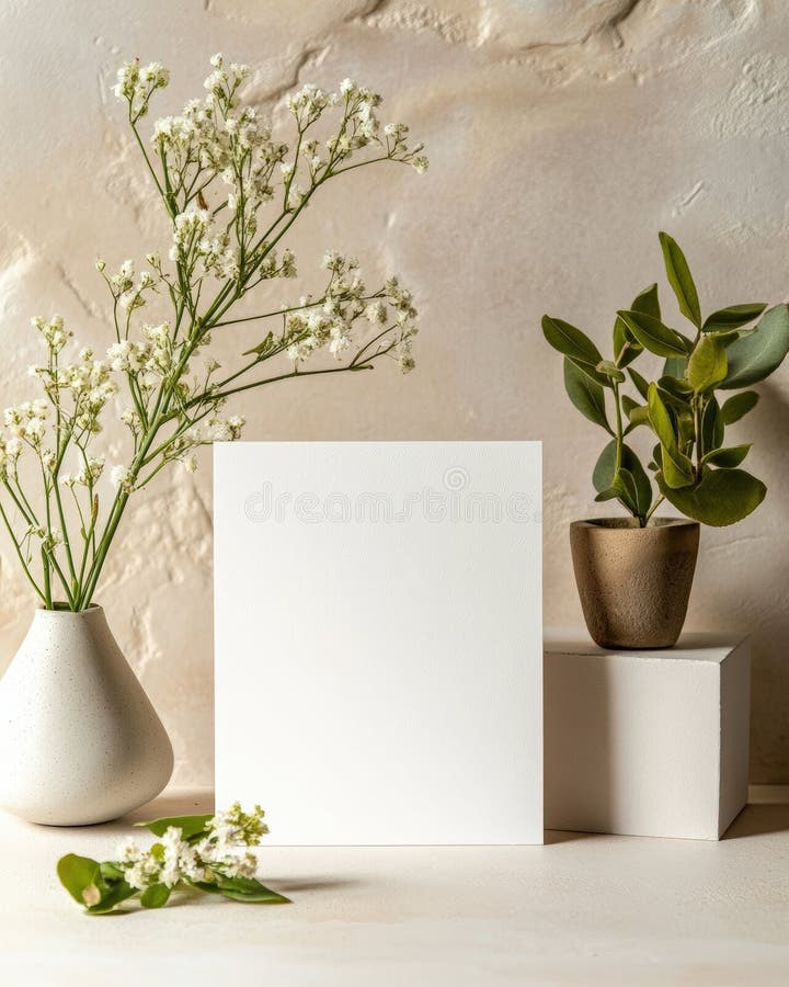 Elegant Blank Greeting Card with Botanical Decor for Personalized ...