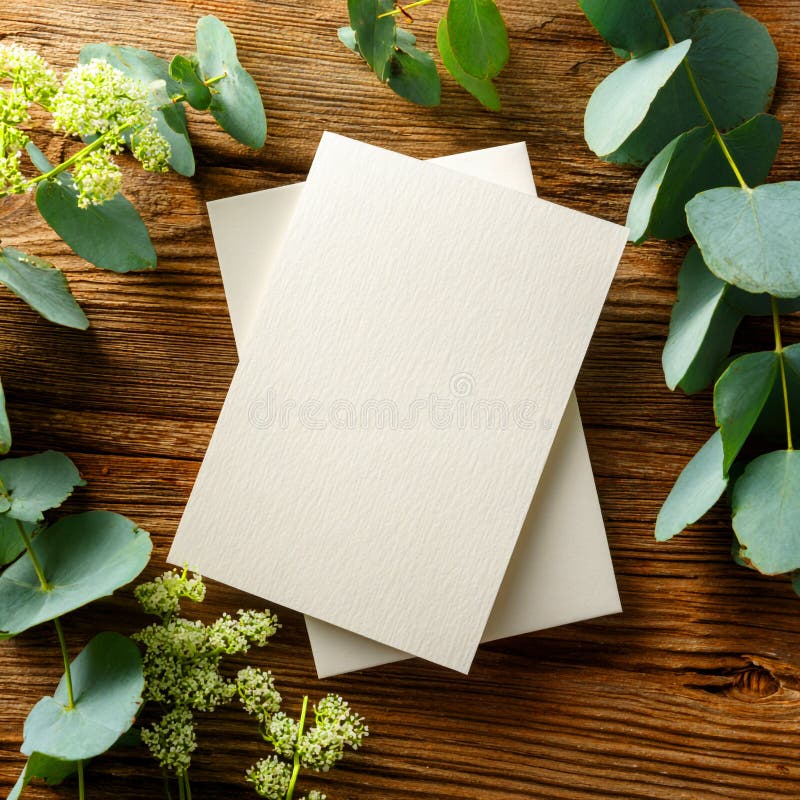 Elegant Blank Notecards Rustic Wood Eucalyptus Design Stock ...
