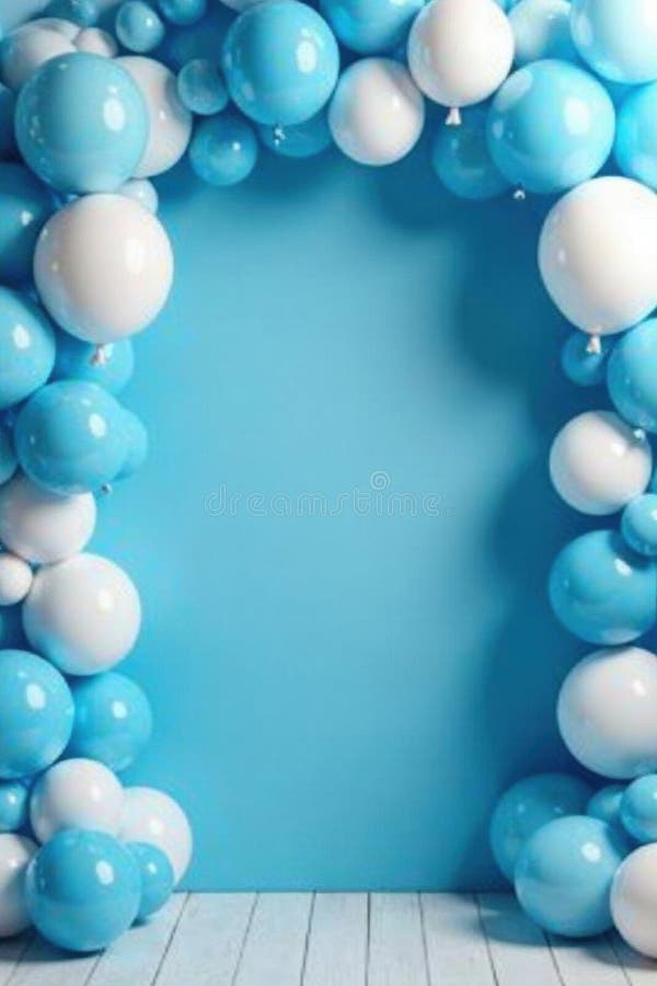 Elegant Blue Balloon Backdrop, Birthday Celebration Banner ...