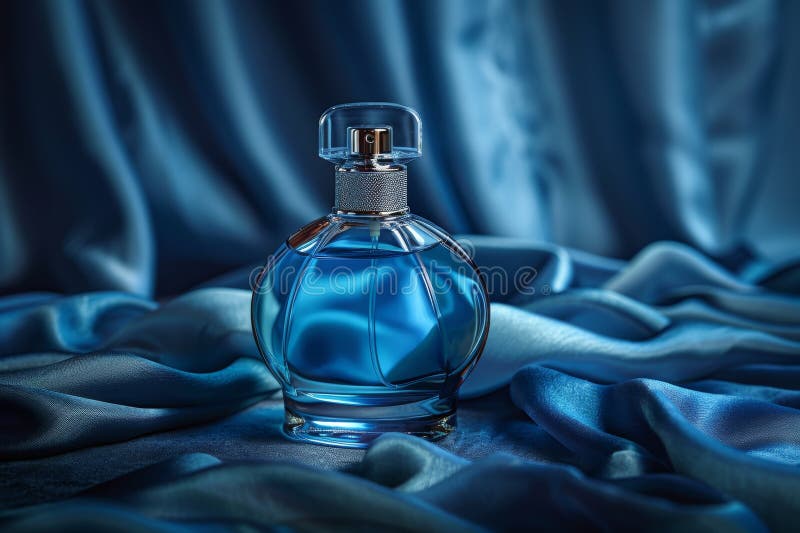 Elegant Blue Bottle of Perfume. Generative AI. Stock Illustration ...