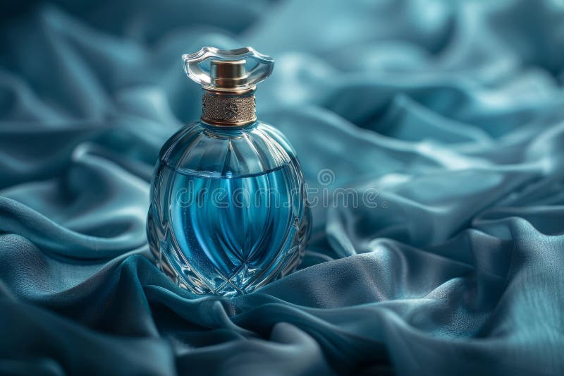 Elegant Blue Bottle of Perfume. Generative AI. Stock Illustration ...