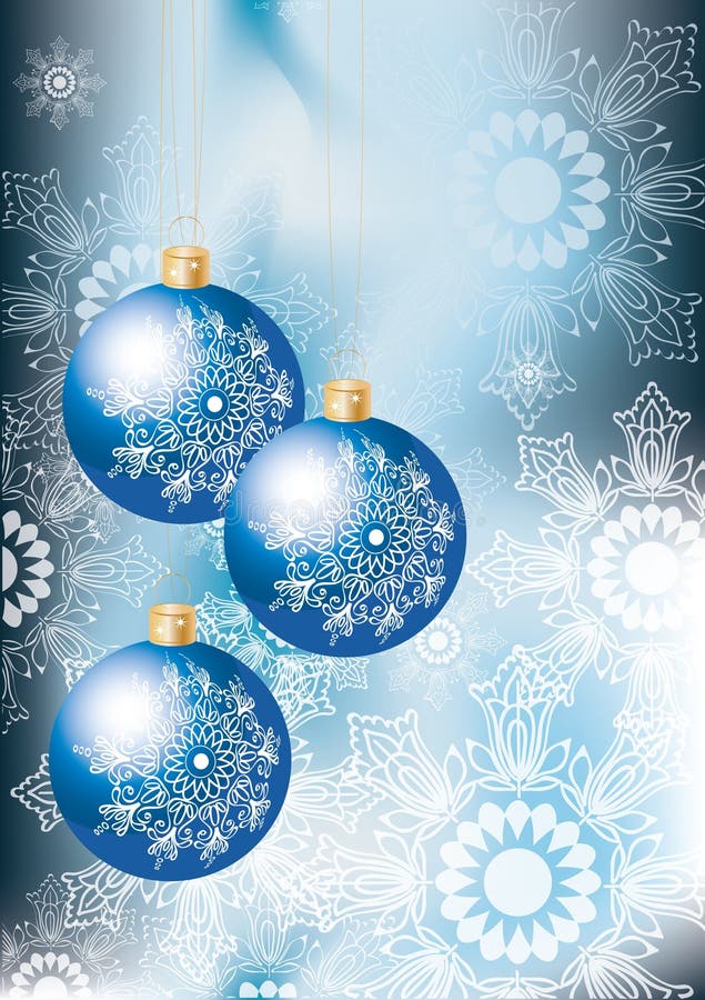 3d Render - Blue Christmas Baubles Over Bokeh Background Stock ...