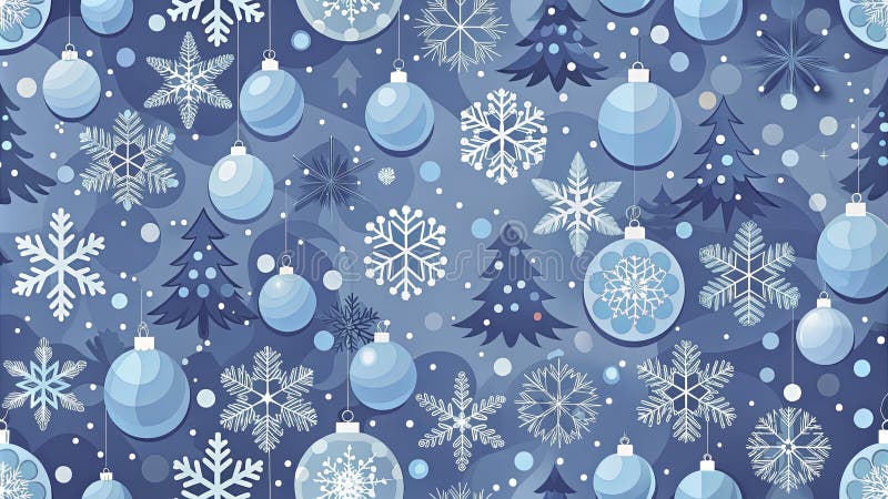 Elegant Blue Christmas Pattern with Bokeh Effect Simple Flat Style ...