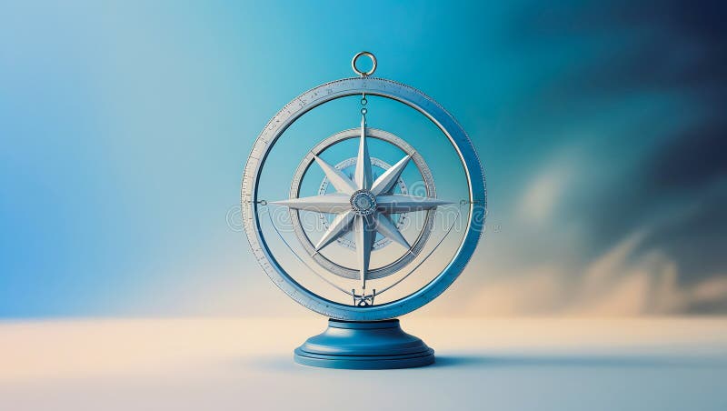 An Elegant Blue Compass Stands Against a Soft Gradient Background ...