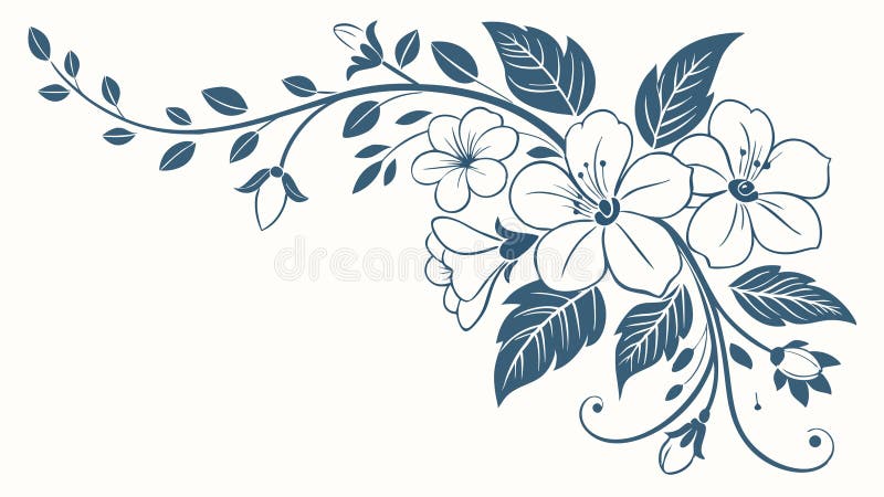Elegant Blue Corner with Detailed Floral Cluster, Vector Design Generative AI Stock Vector ...