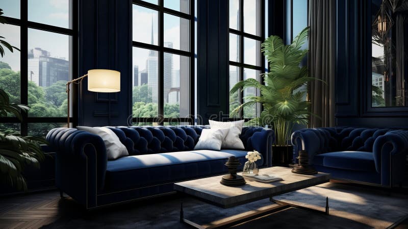 Elegant Blue Couch in Realistic 3d Rendering of Imperial Stout ...