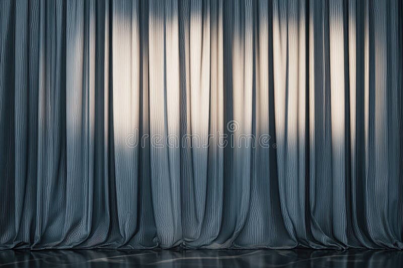 Elegant Blue Curtains Draping Softly in Natural Light during an Indoor ...