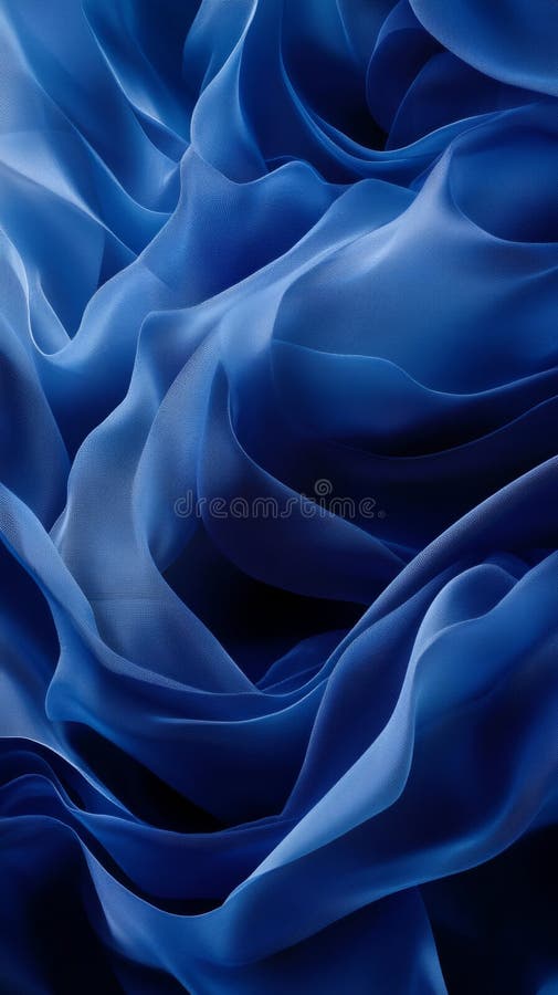 Elegant Blue Fabric Waves, Flowing Texture Stock Image - Image of ...