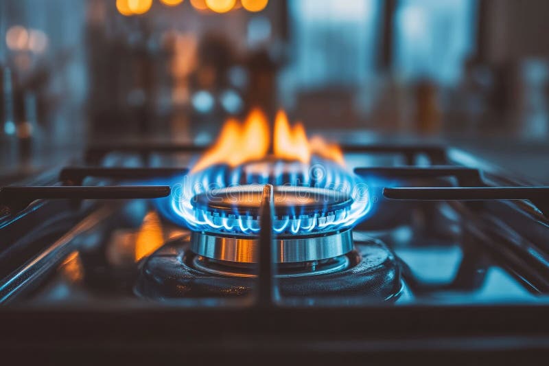 Elegant Blue Flame from a Gas Cooking Stove. Stock Illustration ...