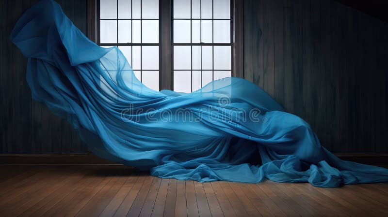 Elegant Blue Floating Fabric Stock Illustration - Illustration of touch ...
