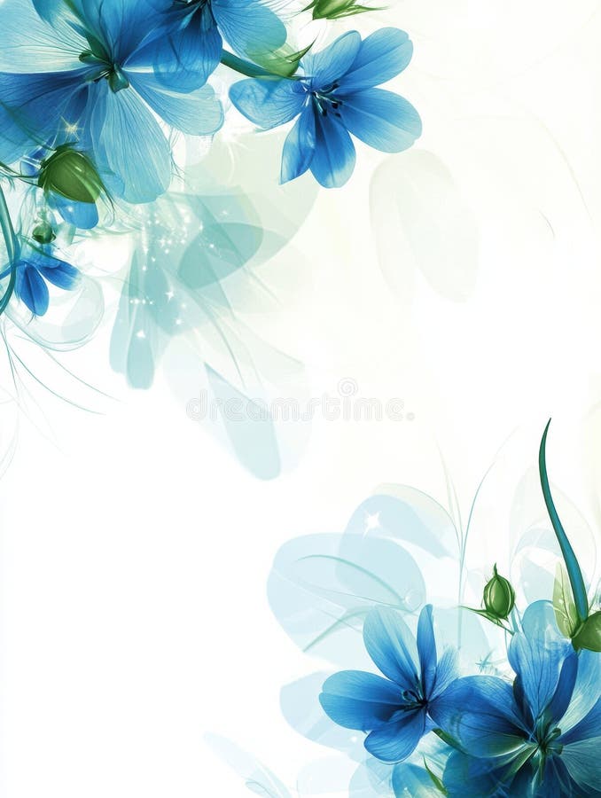 Elegant Blue Floral Design with Ample Copy Space for Creative Text Placement and Mock Up ...