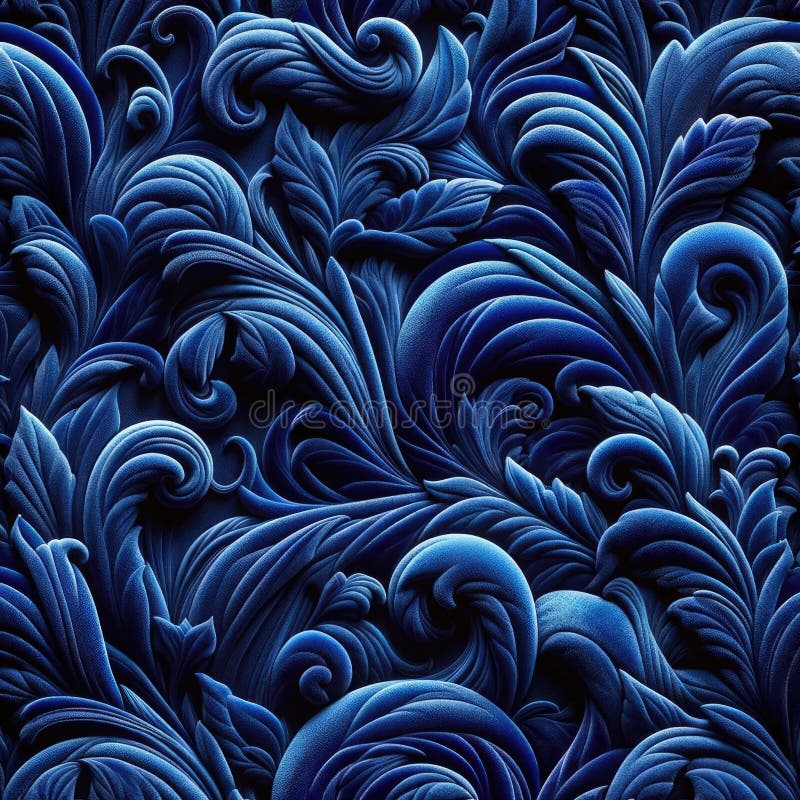 Elegant Blue Floral Pattern Background, AI Generated Stock Illustration ...