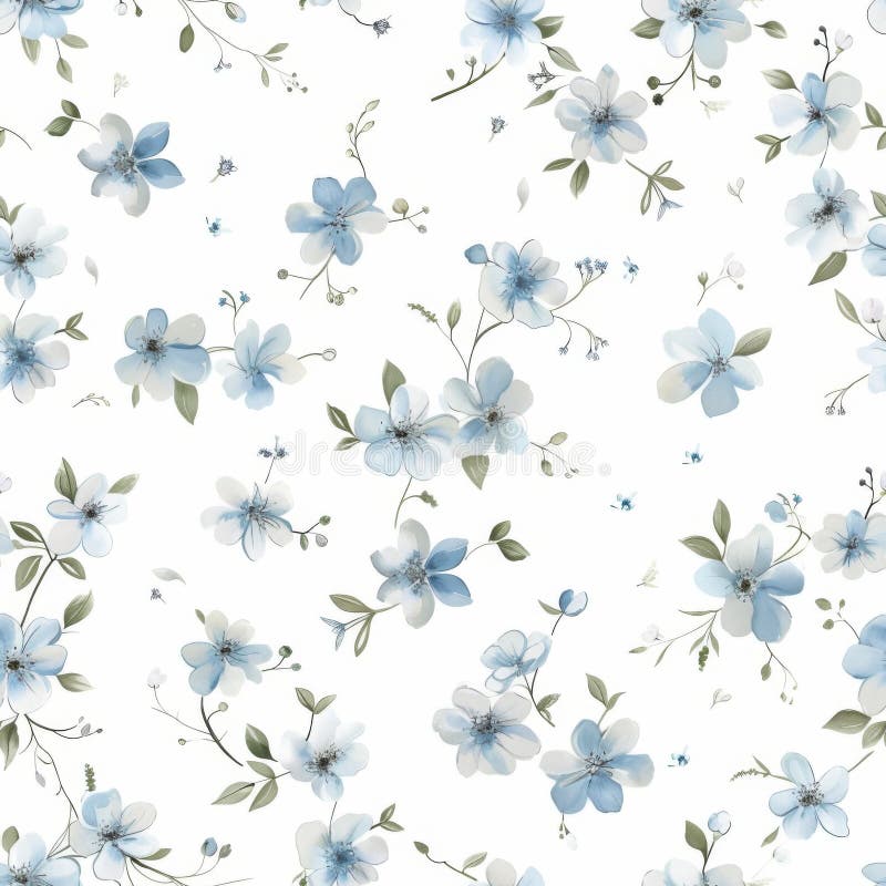 Elegant Blue Floral Pattern for Spring Fabric Design Stock Image ...