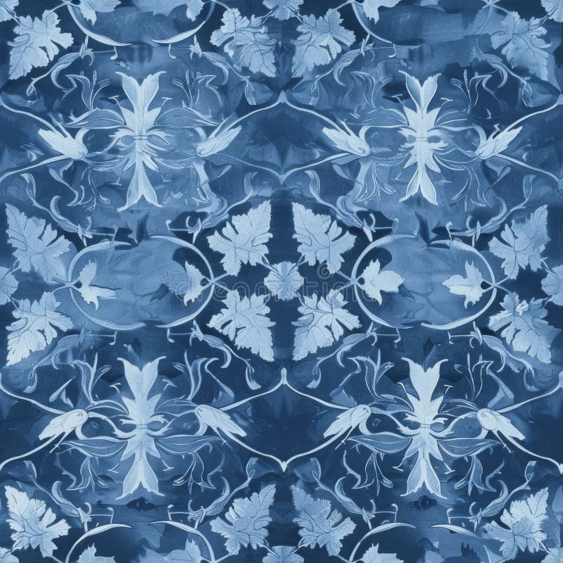 Elegant Blue Floral Pattern Textile Design for Creative Backdrops Stock ...
