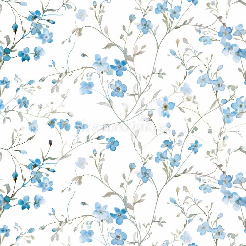 Elegant Blue Floral Pattern on White Background for Design. Stock Image ...