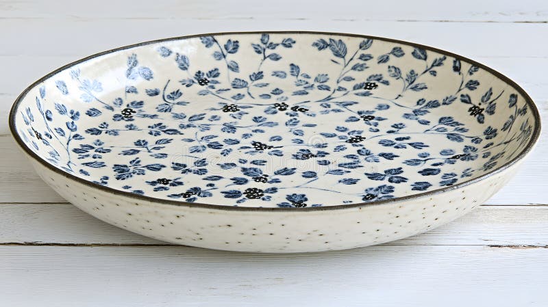 Elegant Blue Floral Patterned Ceramic Serving Bowl Royalty Free Image ...
